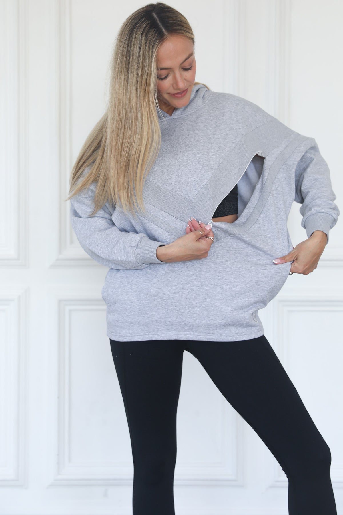 Isabella Ultra Soft Oversized Nursing & Pregnancy Hoodie (Heather Grey ...